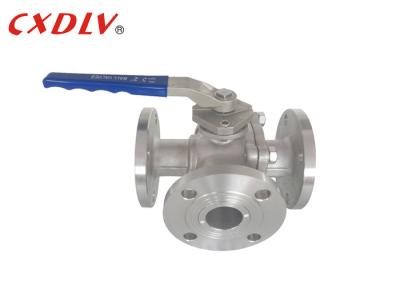 China Full Bore SS 3 Way Flanged Ball Valve T L Port DN15 to DN200 PN16 PN40 for sale