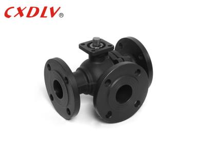 China Flanged Cast Steel L-Port 3 Way Ball Valve PN16 4 Inch Direct Mounting for Automation for sale