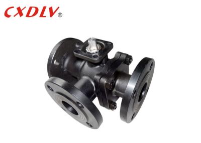 China Flanged ISO5211 Direct Mounting Pad WCB Three Way Ball Valve PN16 PTFE Seat DN15-DN200 for sale
