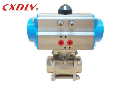 China 3-Piece Stainless Steel Pneumatic Actuated Ball Valve Q611F - 1000WOG Pressure, BSP/NPT Thread Connection for sale