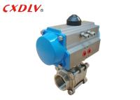 China Stainless Steel Pneumatic Actuated Ball Valve 3 Piece Threaded DN50 DN65 DN80 with 1000WOG Pressure Rating for sale