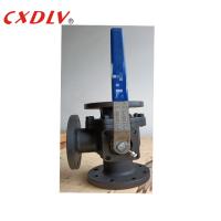 China Carbon Steel 3 Way L-Port Flanged Ball Valve DN50 PN16 ISO5211 Mounting Pad Handle Lever JIS10K for sale