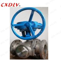 China Stainless Steel 3-Way Ball Valve T-port Flange Ends with Worm Gear for sale