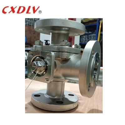 China 3-Way Full Port Flanged End Ball Valve L-Bore PN16 With ISO5211 TOP for sale