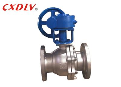 China PN25 CF8 Stainless Steel Worm Gear Ball Valve 100mm for Oil Applications with 220mm Flange Diameter for sale
