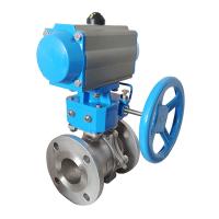 China DN150 Pneumatic Flanged Ball Valve PN40 with Worm Gear for Oil Gas Industry for sale