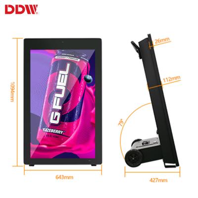 China Outdoor capacitive touch lcd portable with wheels display advertising digital signage battery powered for sale