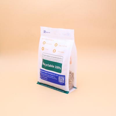 China Recyclable 8-Sided Flat Bottom Food Pouch with 30-50% PCR Content and 5,000+ Cycle Zipper for sale