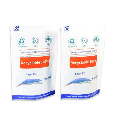 China 110 Micron 250G Recyclable Stand-Up Pouches with Food Grade Certification and Custom Printing Options for sale