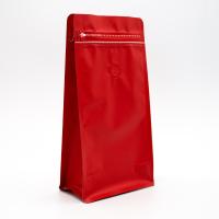 China Custom Plastic Flat Bottom Widen Side Gusset Coffee Bag With Air Valve for sale