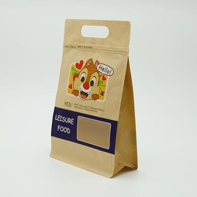China Kraft Paper Self-Standing Resealable Ziplock Bag Flat Bottom Food Nut Storage Wholesale 1kg 2kg for sale