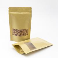 China Kraft Paper Stand Up Pouch with Clear Window Resealable Zipper Bag 100 Pcs for sale