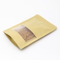 China Kraft Paper Stand Up Pouch with Clear Window Resealable Zipper Bag 100 Pcs for sale