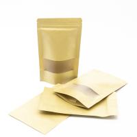 China Kraft Paper Stand Up Pouch with Clear Window Resealable Zipper Bag 100 Pcs for sale