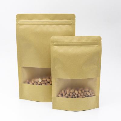 China Biodegradable Kraft Paper Stand Up Pouch with Zipper 100% Compostable Food Packaging Bag for sale