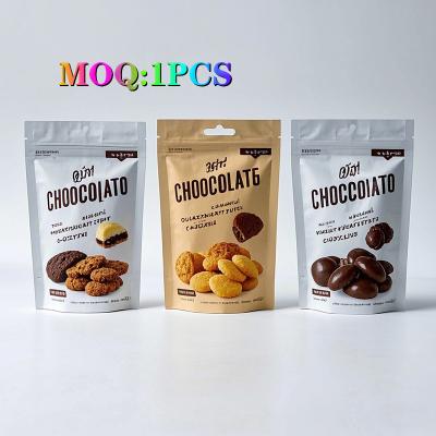 China Plastic Packaging Bag with Luxury Window for Nut Chocolate Candy Sweets Child Proof Zipper 100g for sale