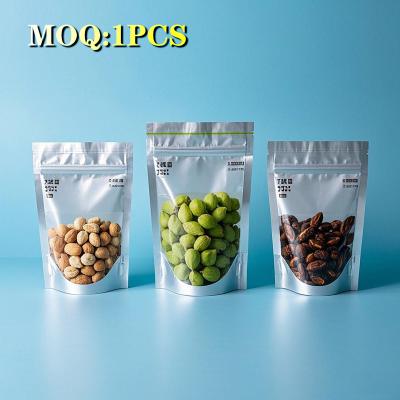 China Wholesale Aluminum Foil Stand Up Pouches with Ziplock One Side Clear Plastic Food Packaging 100pcs for sale