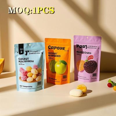 China Custom Printed Reusable Plastic Stand Up Mylar Bags with Zipper for Fruit Snack Candy Packaging for sale