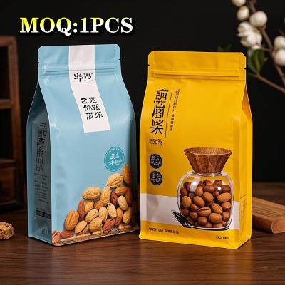 China Custom 250g 500g 1kg Flat Bottom Resealable Aluminum Foil Coffee Bags with Degassing Valve for sale