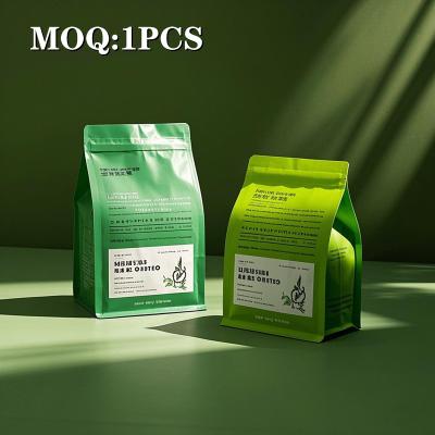 China Custom Flat Bottom Aluminum Foil Bags for Tea Coffee 100g 250g Resealable for sale