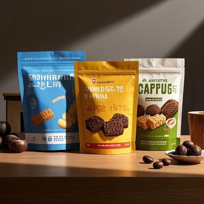 China FDA Certified Reclosable Zipper Food Packaging Bags 3-Layer Stand Up Pouches Custom Printed 10-70cm Width for sale