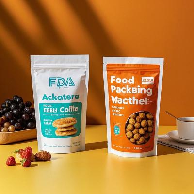 China FDA Approved Stand Up Pouches with Ziplock 80-120 Micron Custom Printing for Snacks Coffee Bakery for sale