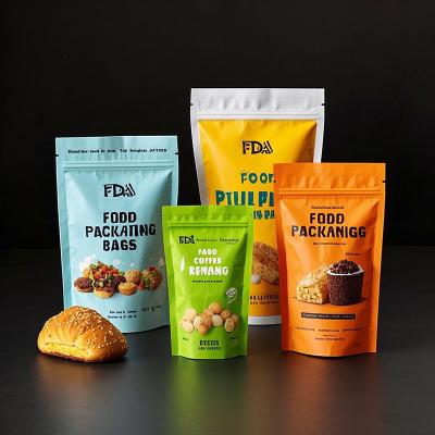 China FDA Certified Multi-Layer Composite Food Packaging Bags 4-32 oz Custom Printed Stand Up Pouch with Zipper for sale