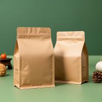 China FDA Certified Eight Side Sealing Flat Bottom Bags 50g-2000g Custom Printed Moisture Proof Kraft Paper for sale