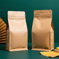 China FDA Certified Eight Side Sealing Flat Bottom Bags 50g-2000g Custom Printed Moisture Proof Kraft Paper for sale