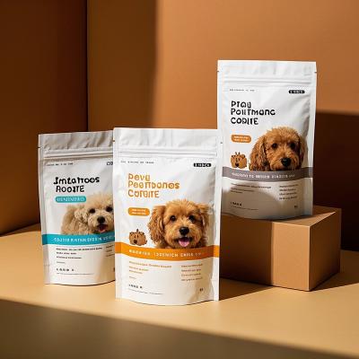 China Resealable Kraft Paper Pet Food Packaging Bag Biodegradable 1kg 5kg Custom Logo for sale