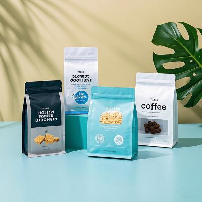 China Flat Bottom Coffee Pouch Stand Up Composite Packaging with Zipper and Degassing Valve 500g for sale