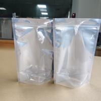 China Custom Stand Up Pouches Half Printed Clear Window 50-120 Micron Recyclable Bulk Order for sale
