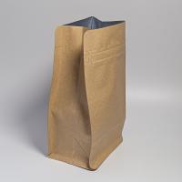 China Blank Kraft Paper Coffee Bags Eight Sided Sealing Flat Bottom 50-120 Micron Custom Size for sale