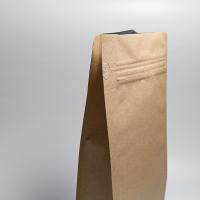 China Blank Kraft Paper Coffee Bags Eight Sided Sealing Flat Bottom 50-120 Micron Custom Size for sale