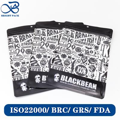 China Custom Printed Three Sided Sealing Mylar Bags 10-60cm Width for Clothing Accessories Packaging with Resealable Zipper for sale
