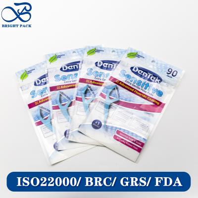 China Custom Zip Lock Pouches for Dental Floss Packaging 50-120 Micron Resealable Bags for sale