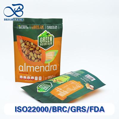 China Custom Stand Up Ziplock Mylar Pouches for Nuts Packaging 50-120 Micron with Custom Printing for sale