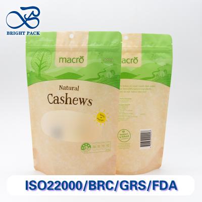 China Custom Food Grade Zip Lock Stand Up Pouches 50-120 Micron for Dry Food Packaging with Clear Window for sale