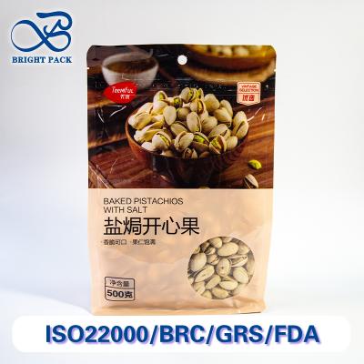 China Food Grade Eight Sided Sealing Bags 10-70cm Width with Transparent Windows for Snacks Nuts Packaging for sale