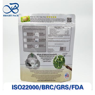 China Custom Stand Up Pouches for Pet Food Packaging 50-120 Micron with Resealable Zipper for sale