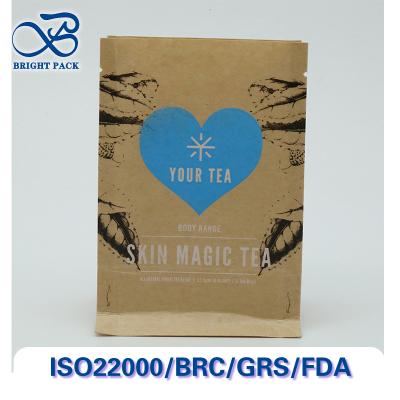 China Recyclable Compostable Eight Sided Sealing Kraft Paper Bags for Tea Packaging 10-70cm Width for sale