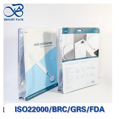 China Thickened Eight Sided Sealing Bags 50-120 Micron for Electronics Accessories Packaging with Clear Window and Dust Proof Zipper for sale