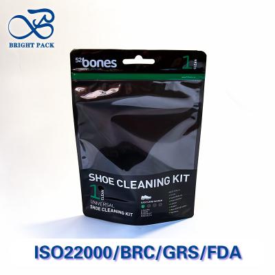 China Custom Stand Up Bags with Clear Window for Shoe Cleaning Kits 10 Color Printing 50 120 Micron for sale