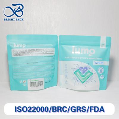 China Custom Printed Stand Up Pouches 50-120 Micron with Resealable Zipper for Laundry Pods Packaging for sale
