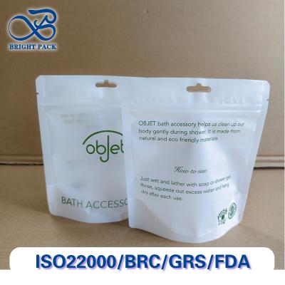 China Biodegradable Translucent Stand Up Pouches 10-70cm Width for Bath Accessories Packaging for sale