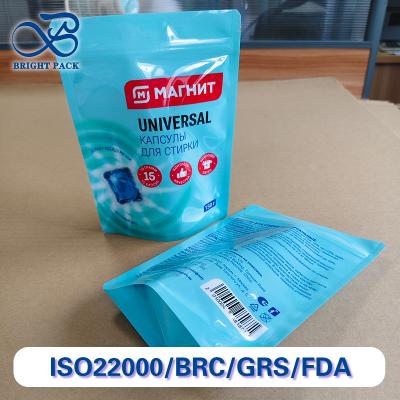 China Custom Thickness Leak-Proof Stand Up Bags for Laundry Pods Packaging with Child-Safe Zipper 50-120 Micron for sale