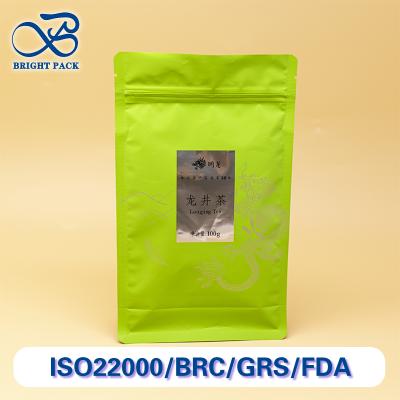China Anti-Odor Eight Sided Sealing Flat Bottom Bags for Tea Packaging 50-120 Micron Customizable Barrier Layer for sale