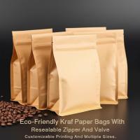China Eco-Friendly Kraft Paper Coffee Bags 10-60cm with Resealable Zipper and Degassing Valve Custom Printing for sale
