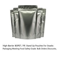 China High-Barrier BOPET/PE Stand Up Pouches for Snacks Packaging Food Grade 50-120 Micron Custom Size for sale