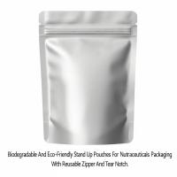 China Biodegradable Stand Up Pouches for Nutraceuticals 50-120 Micron with Reusable Zipper for sale